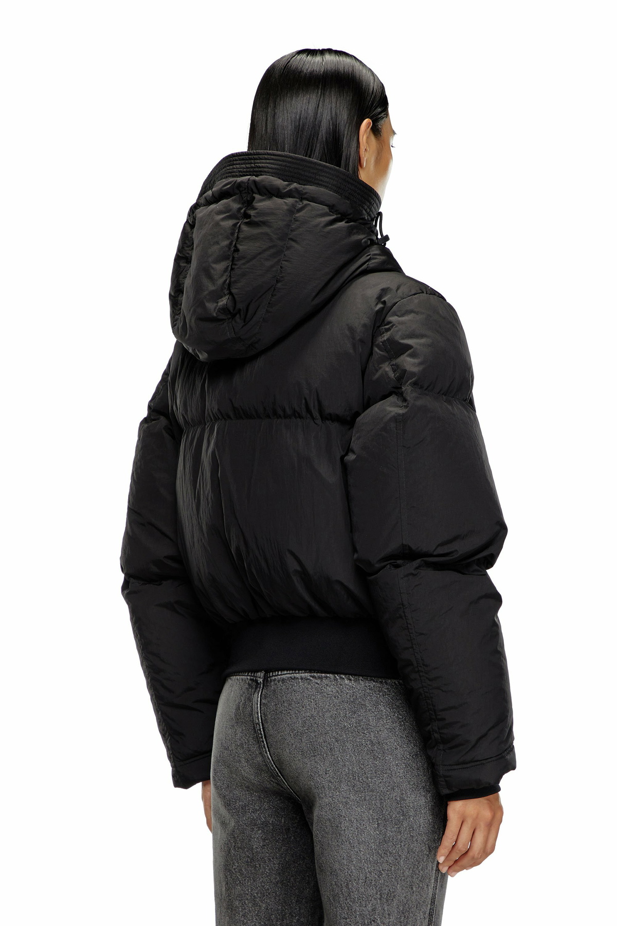 Diesel Hooded down jacket in crinkled nylon - Winter Jackets Womens in ...