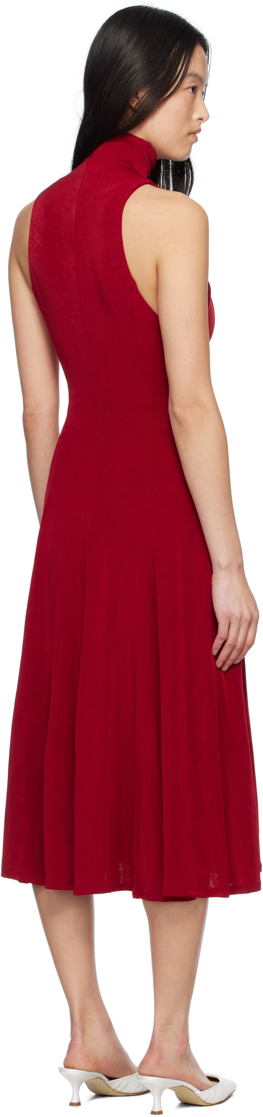 Mirror Palais Red Christy Supermodel Midi Dress Mirror Palais