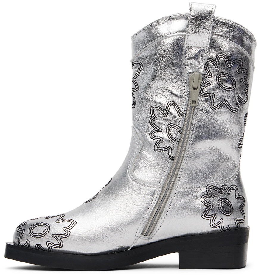 Marni Kids Silver Cowboy Boots Marni