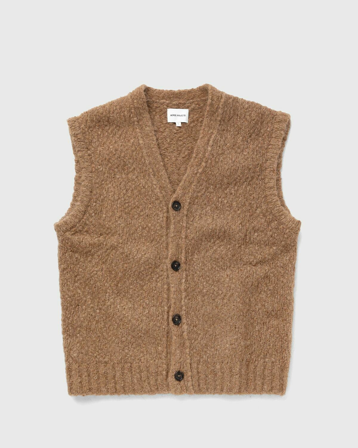 Norse Projects August Flame Alpaca Cardigan Vest Brown Vests Norse Projects