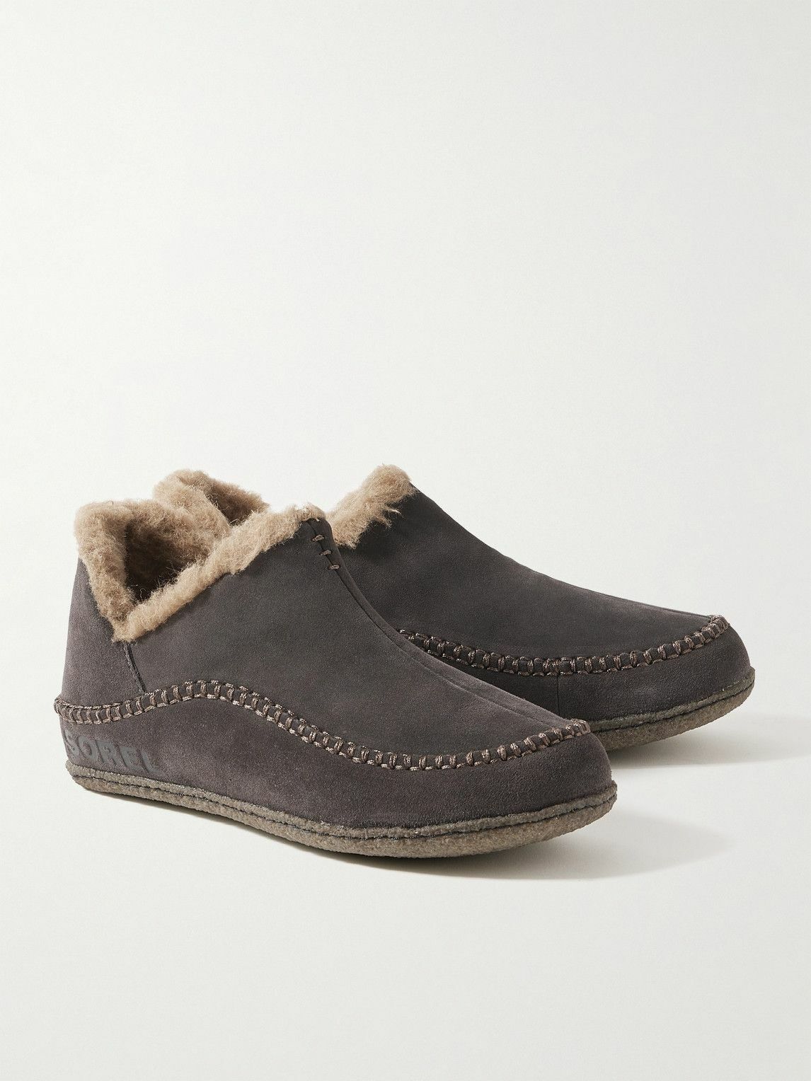 Sorel - MANAWAN™ II Faux Shearling-Lined Suede Slippers - Gray Sorel
