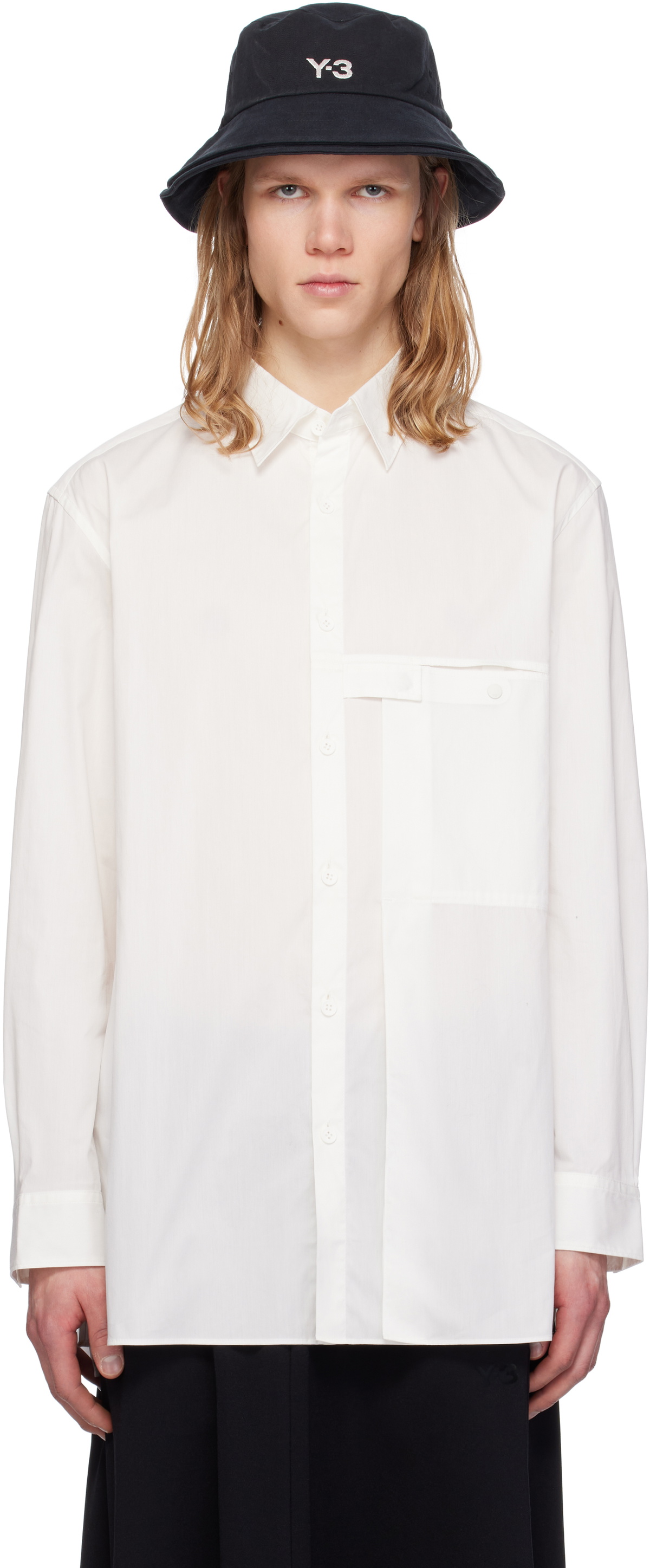 Y-3 White Pleat Pocket Shirt Y-3