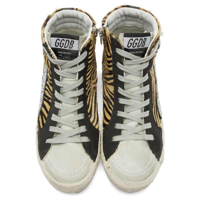 Golden Goose Beige and Black Calf-Hair Zebra Sneakers Golden Goose ...