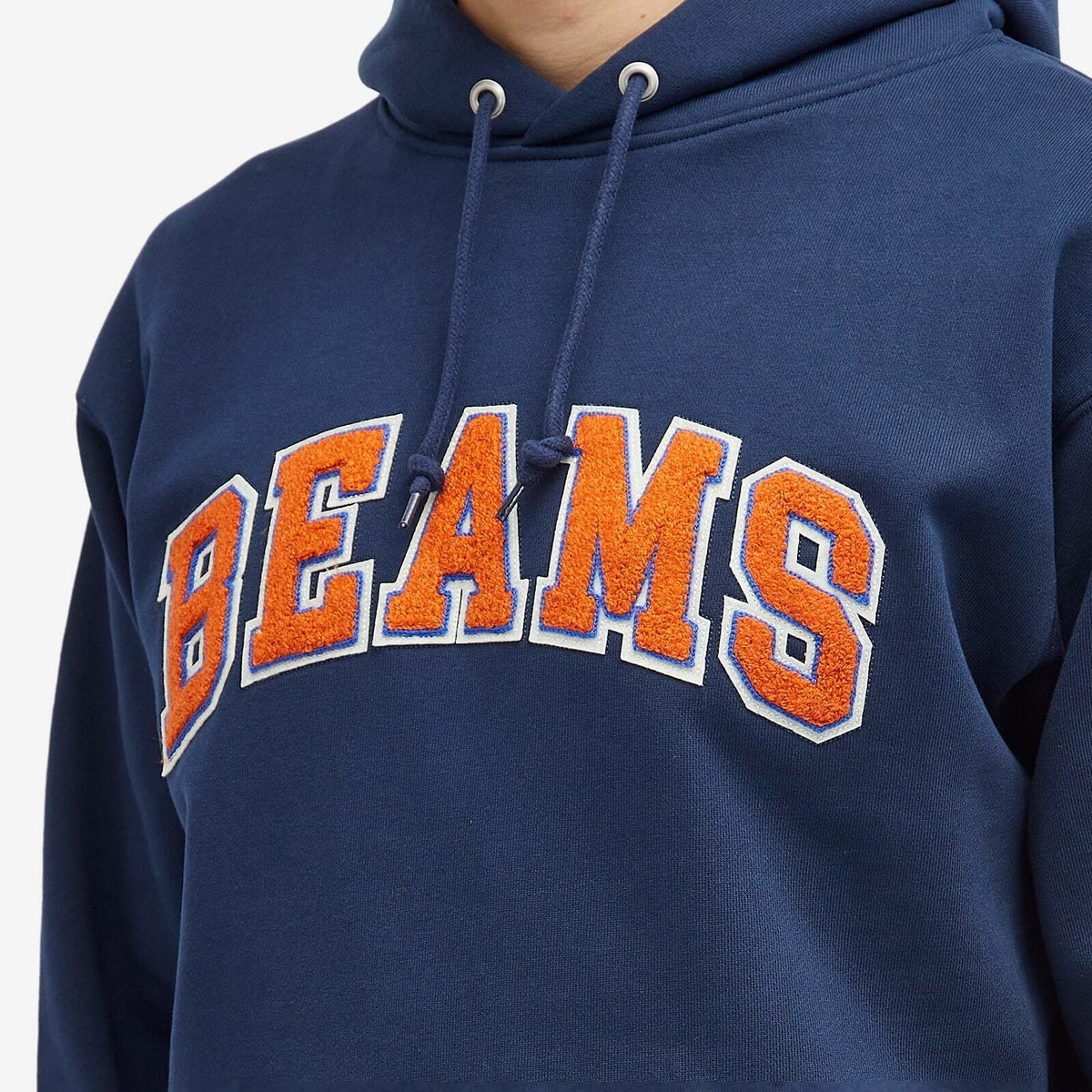 BEAMS Men's College Logo Hoodie in Navy Beams Boy