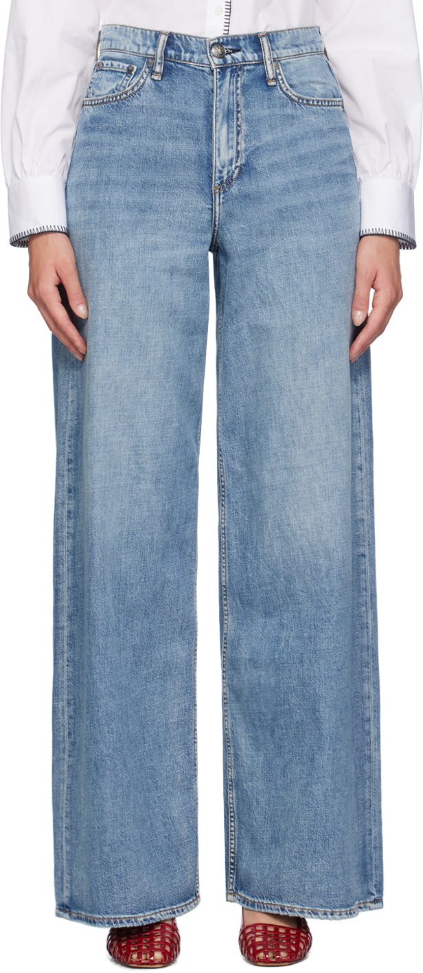 rag & bone Blue Featherweight Sofie Ultra Wide-Leg Jeans Rag and Bone