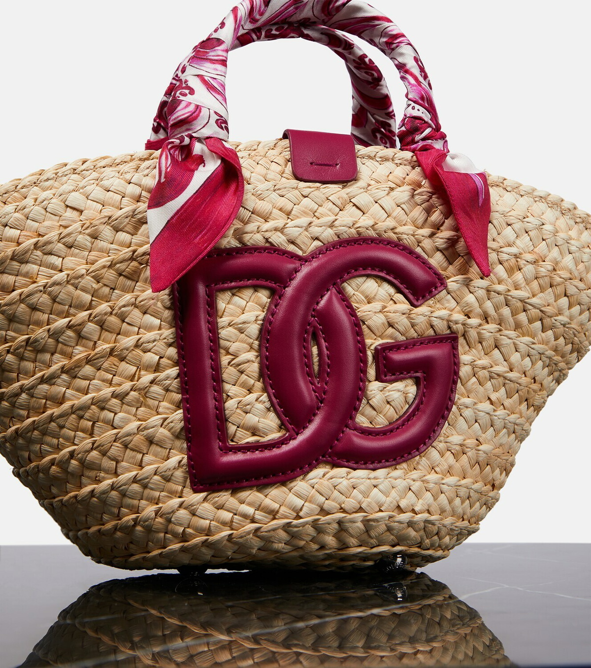 Dolce&Gabbana Kendra Small Majolica raffia basket bag Dolce & Gabbana