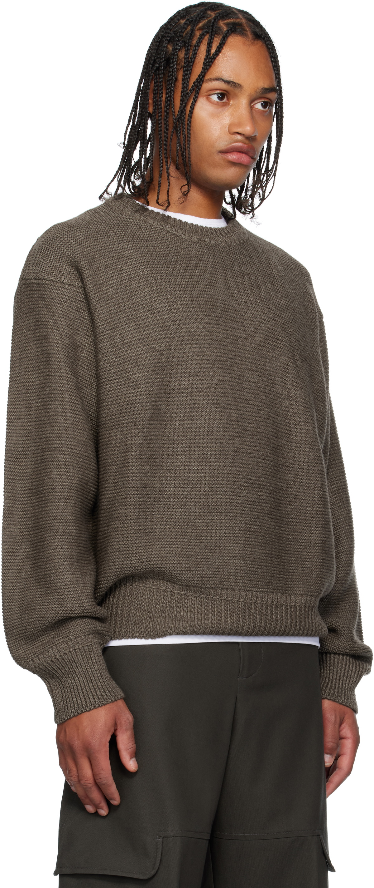 SAGE NATION Taupe Mackenzie Knit Wool Sweater SAGE NATION
