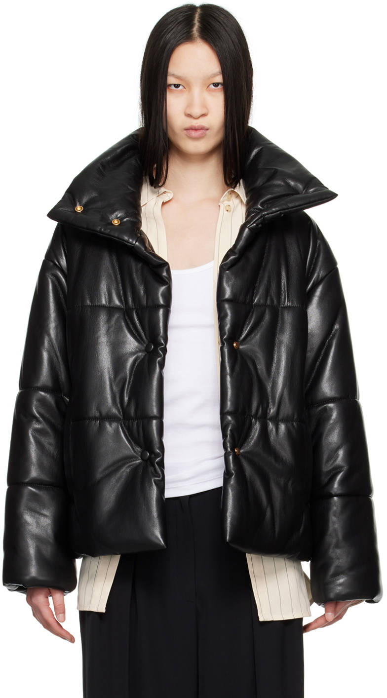 Nanushka Black Hide Vegan Leather Puffer Jacket Nanushka