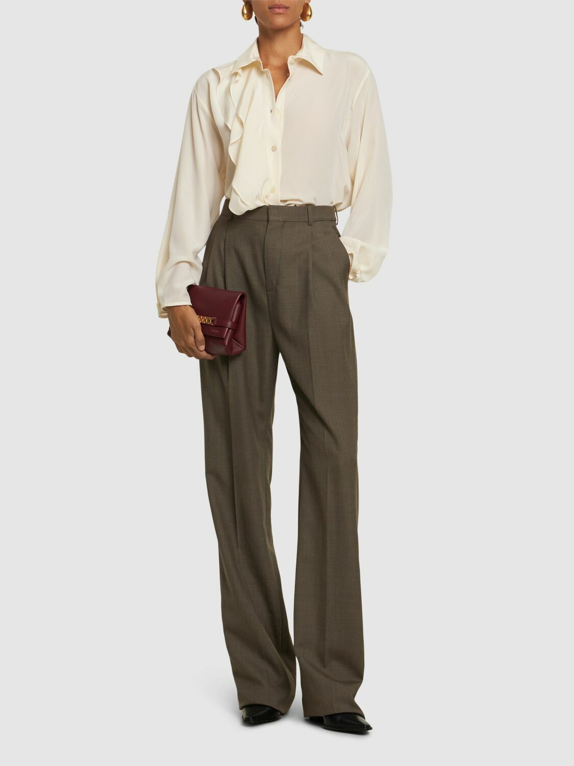 VICTORIA BECKHAM Ruffle-detail Silk Shirt Victoria Beckham
