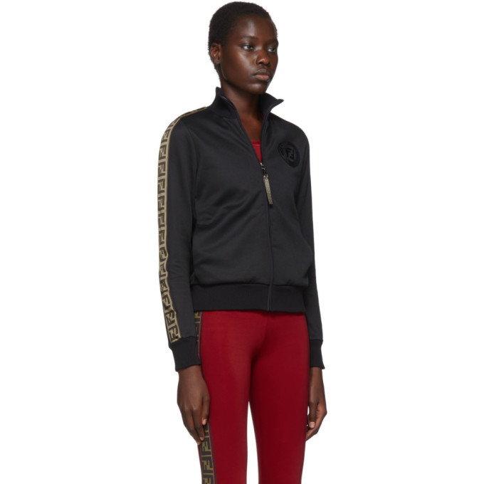 Fendi Black FF Roma Stamp Zip-Up Sweater Fendi