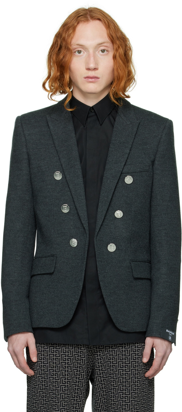 Balmain Gray Open Front Blazer Balmain