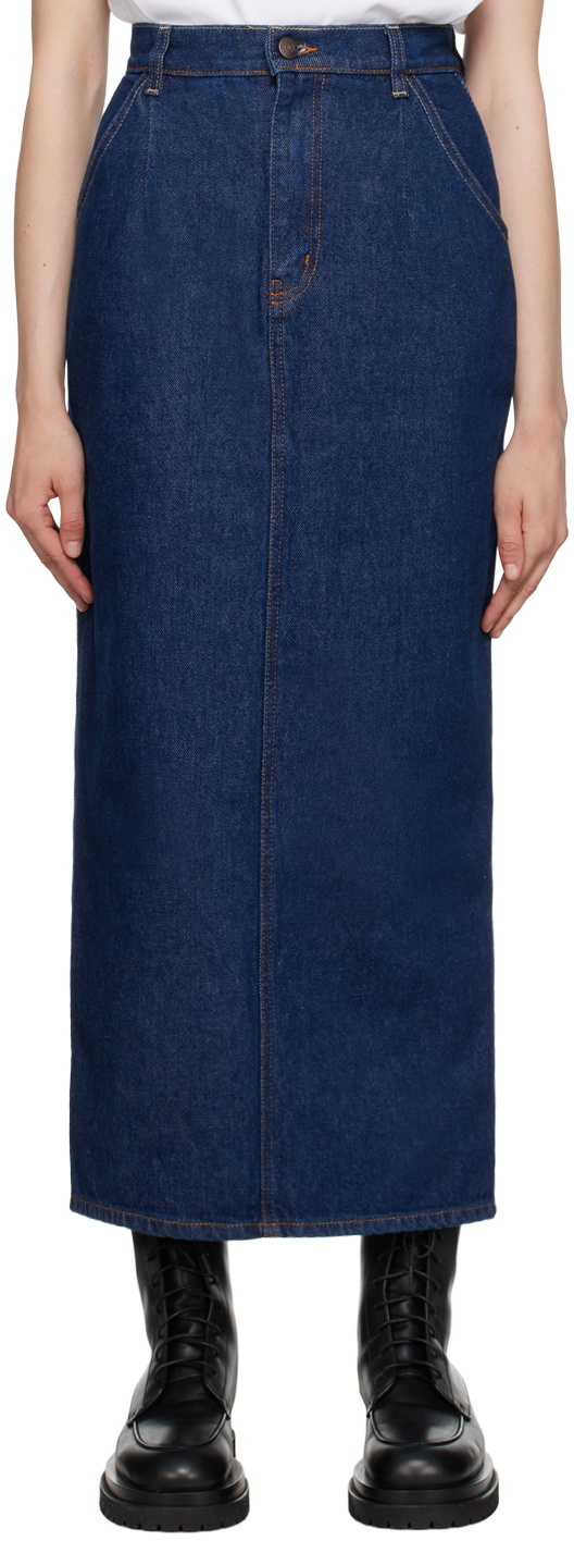 Magda Butrym Blue Vented Denim Maxi Skirt Magda Butrym