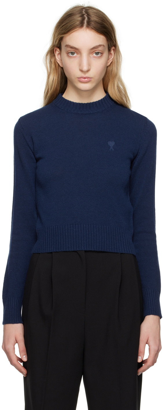 AMI Paris SSENSE Exclusive Navy Ami de Cœur Sweater AMI