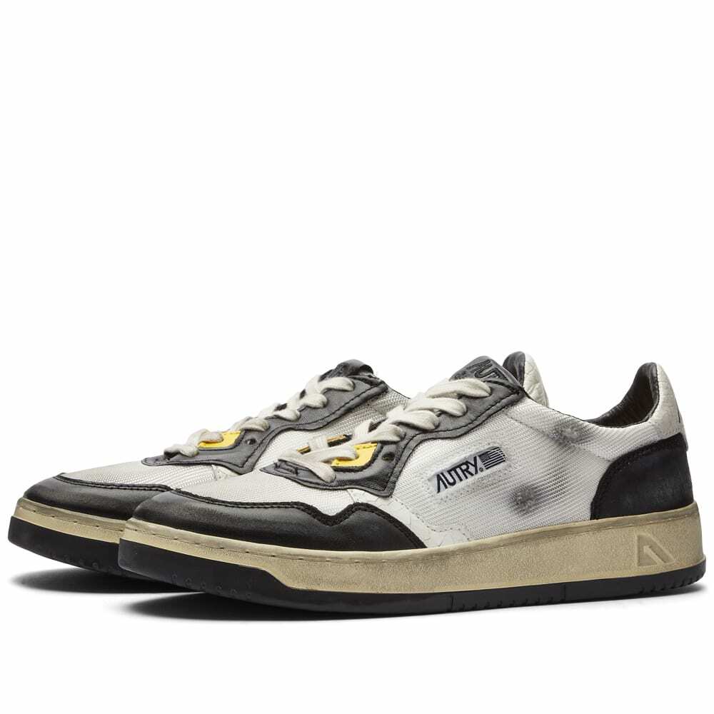 Autry Men's Mesh & Suede Super Vintage Low Sneakers in White/Silver Autry