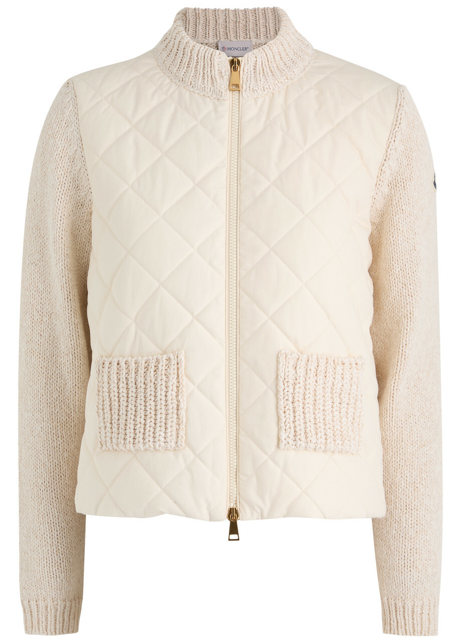 Moncler Quilted Knit Jacket White Moncler