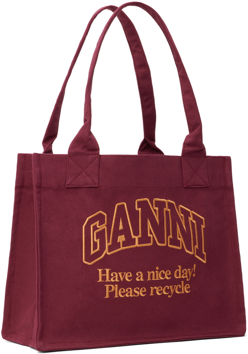 GANNI Burgundy Large Easy Shopper Tote GANNI