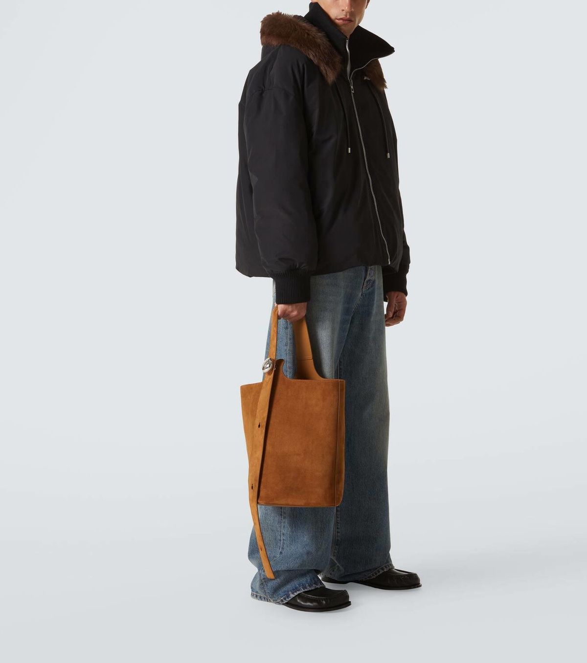Loewe Shearling-trimmed cotton-blend jacket Loewe