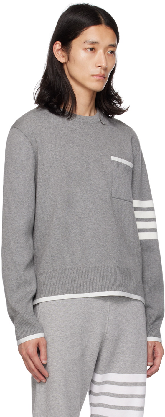 Thom Browne Gray 4-Bar Sweater Thom Browne