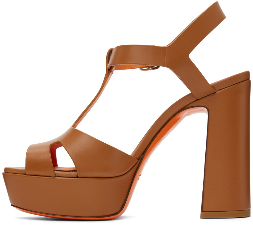 Santoni Tan Platform Heeled Sandals Santoni