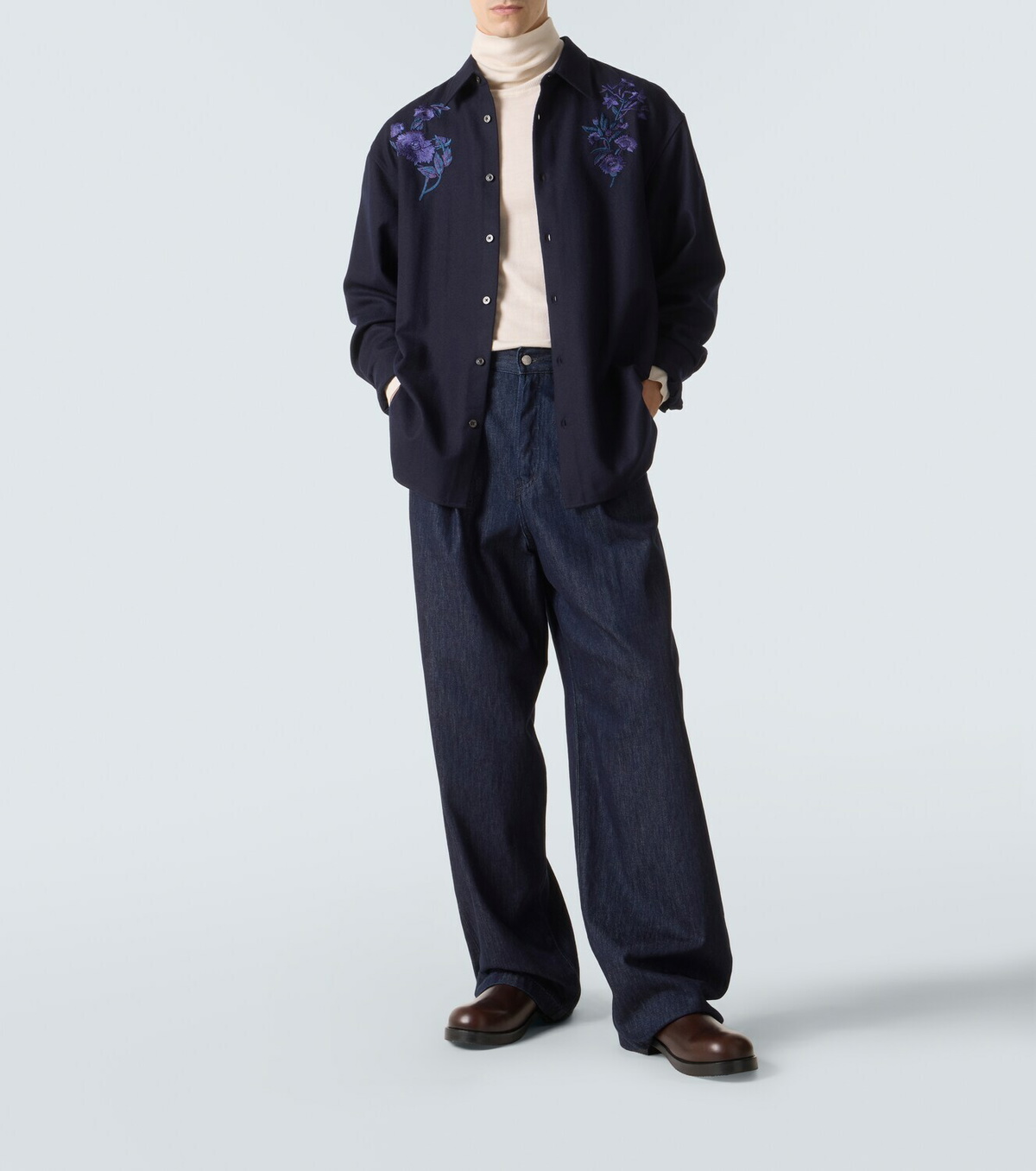 Dries Van Noten Embroidered wool shirt Dries Van Noten