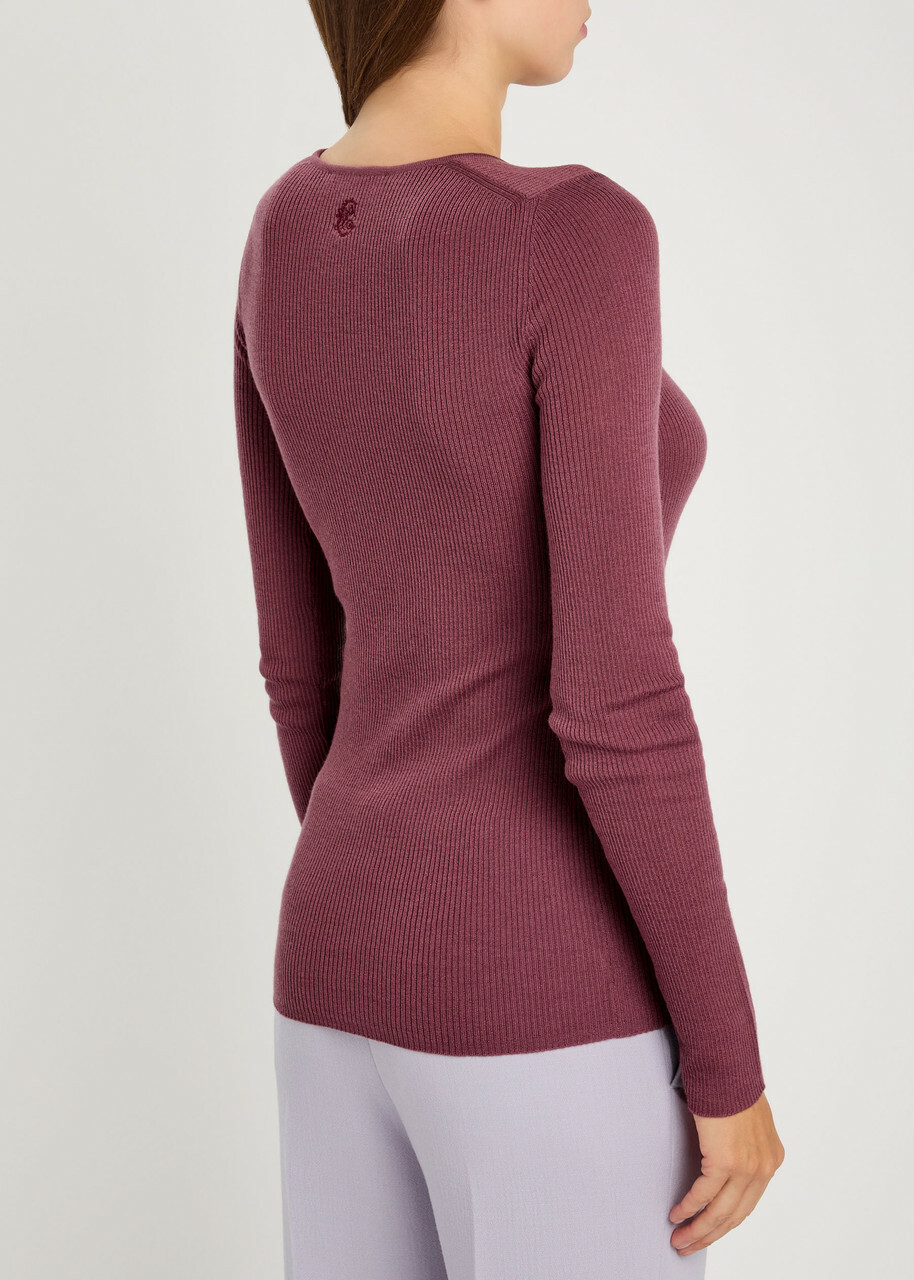 Chloe Ribbed-knit Wool top Pink Chloe