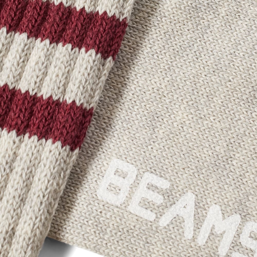 Beams Plus Men's Schoolboy Sock in Grey/Burgundy Beams Plus