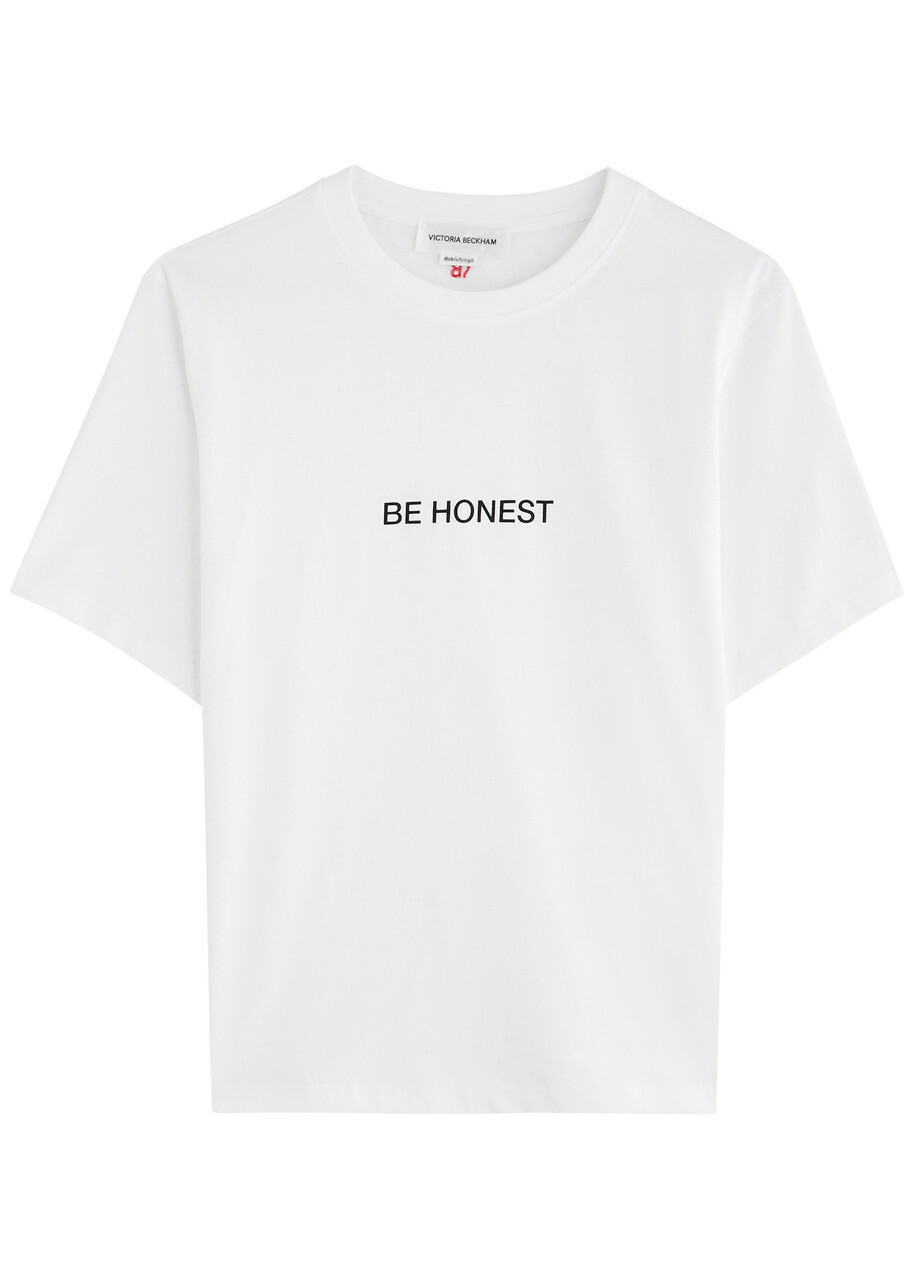 Victoria Beckham Be Honest Printed Cotton T-shirt White Victoria Beckham