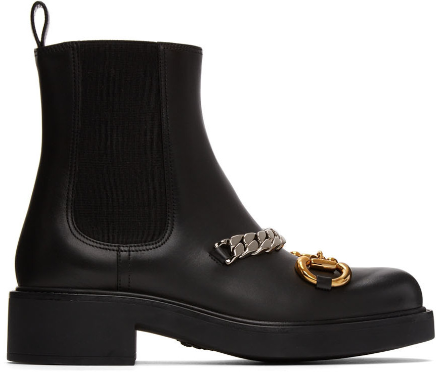 Gucci Black Chain Chelsea Boots Gucci