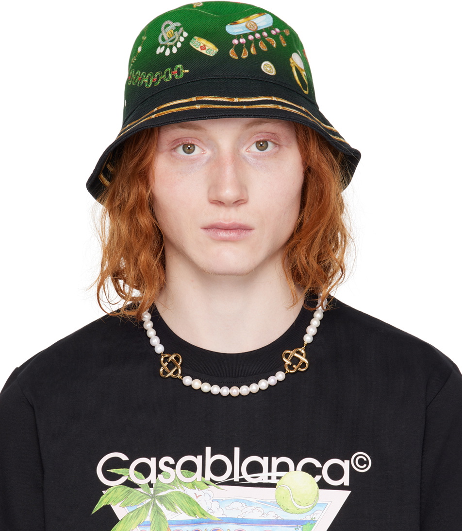 Casablanca Green 'La Boite A Bijoux' Bucket Hat Casablanca