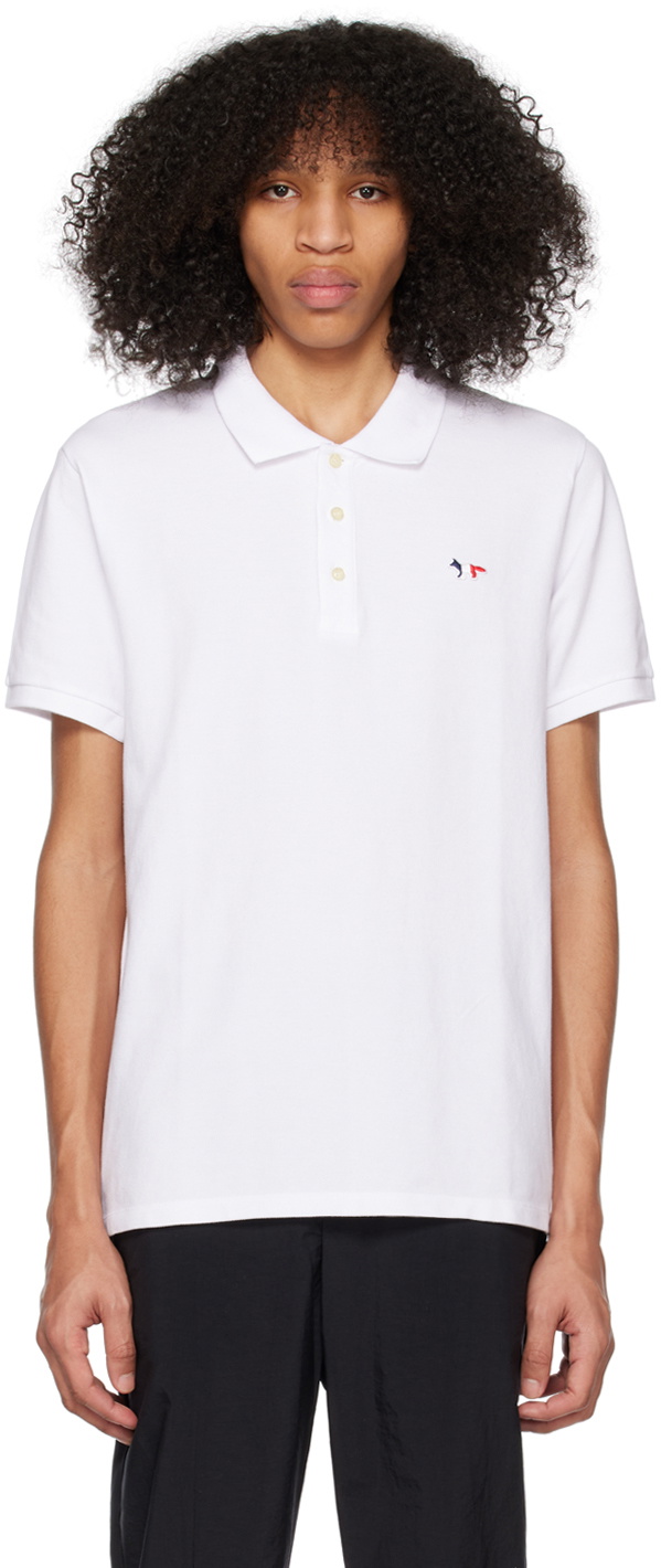 Maison Kitsuné White Tricolor Fox Polo Maison Kitsune