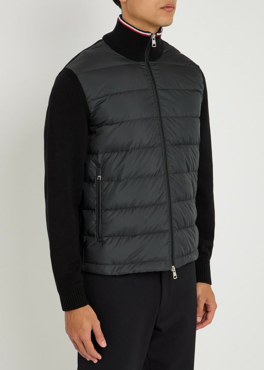 Moncler Quilted Shell and Knit Jacket Black Moncler