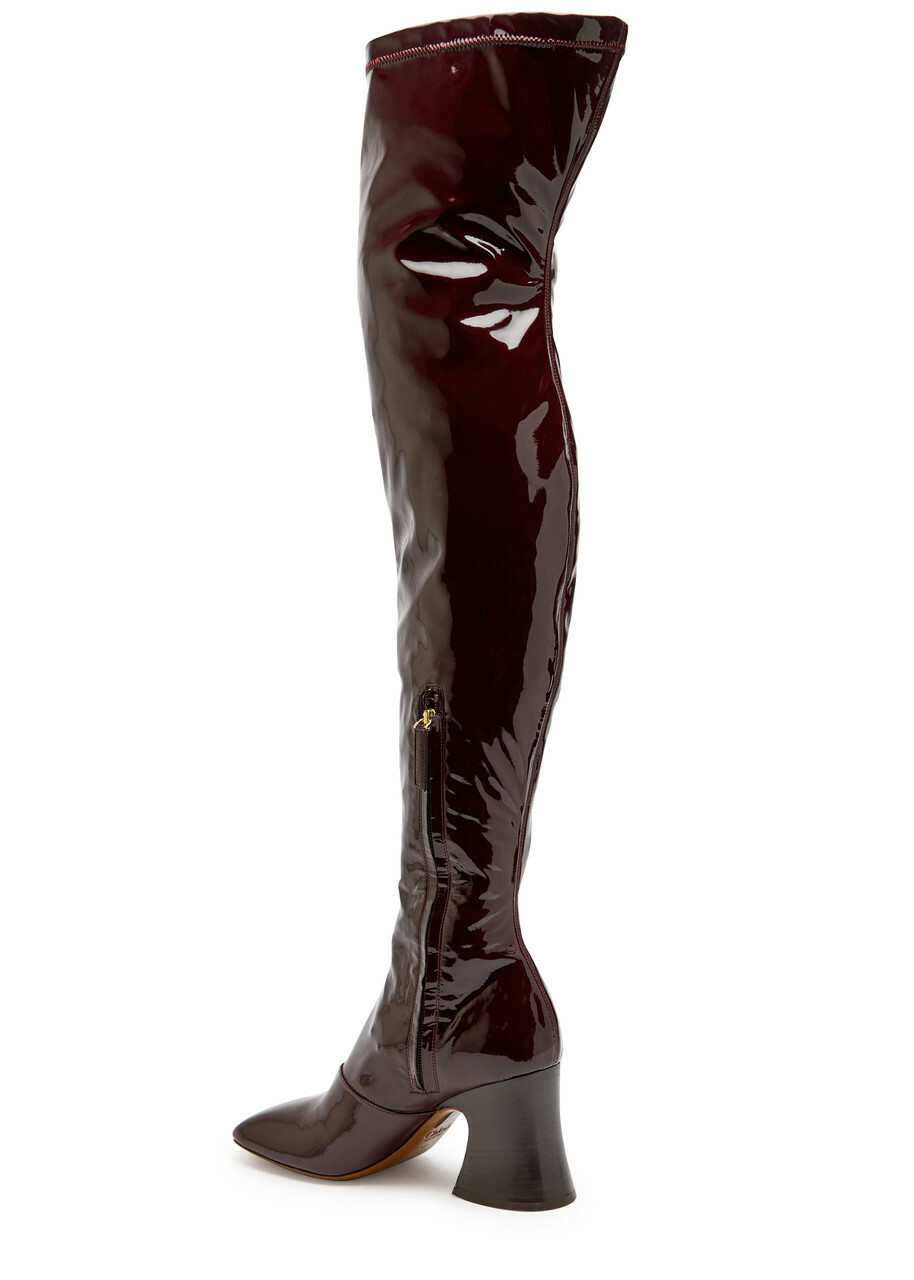 Chloe Janis Glossed-leather Over-the-knee Boots Burgundy Chloe