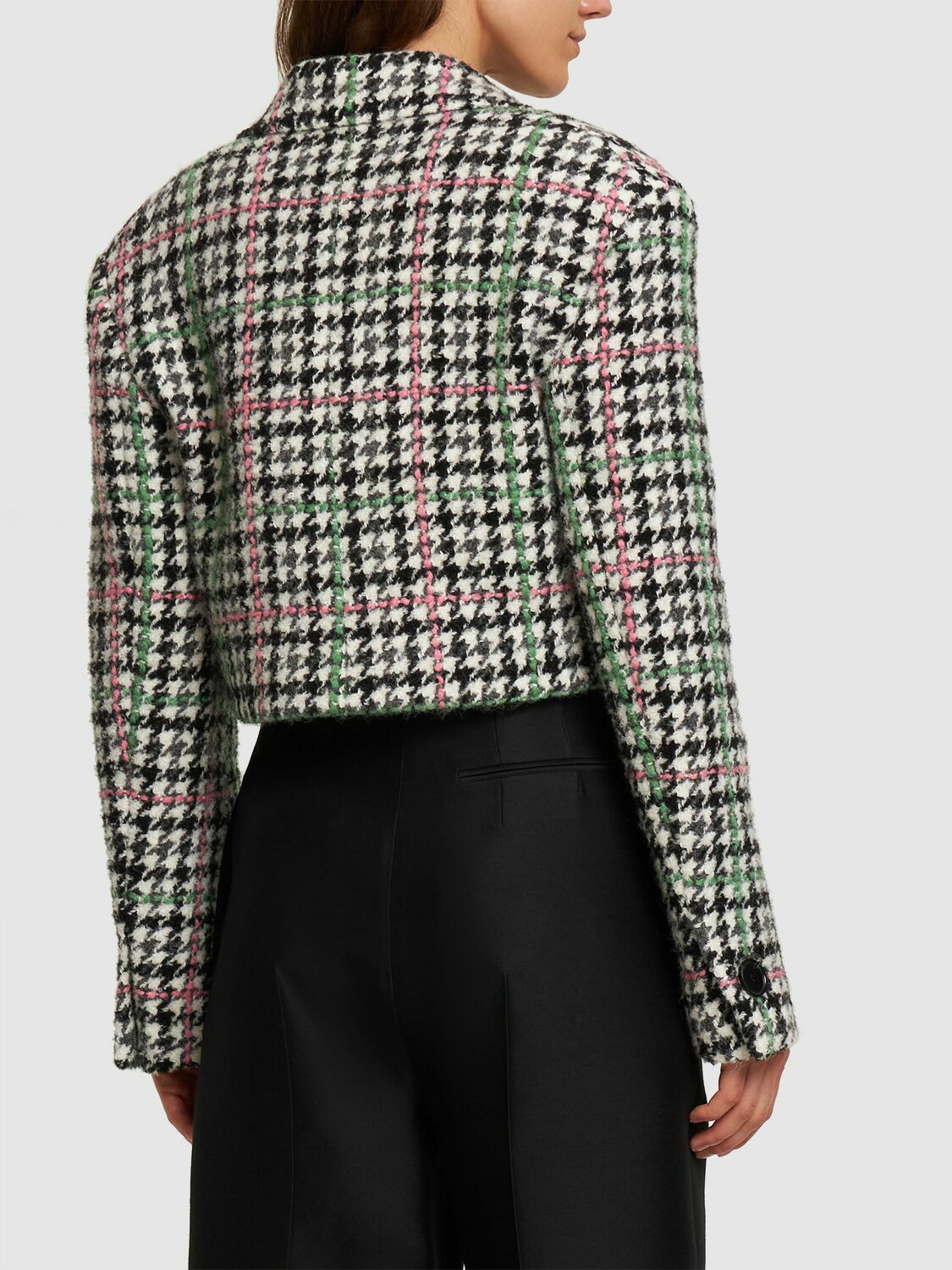 MSGM - Plaid Wool Blend Crop Jacket MSGM