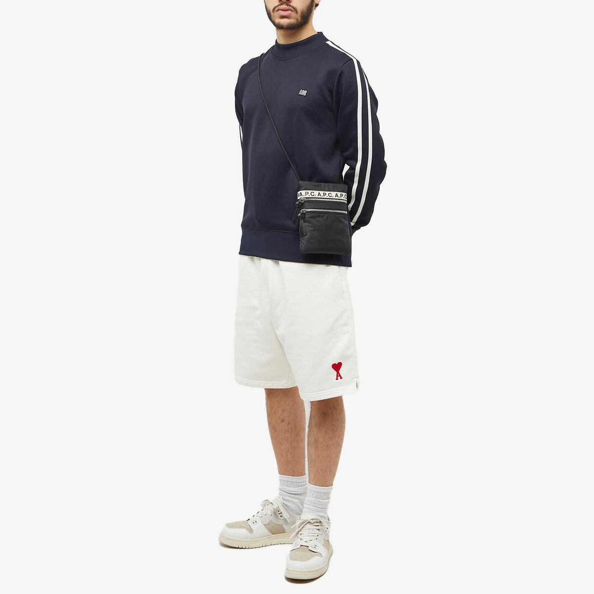 AMI Men's Track Crew Sweat in Nautic Blue AMI