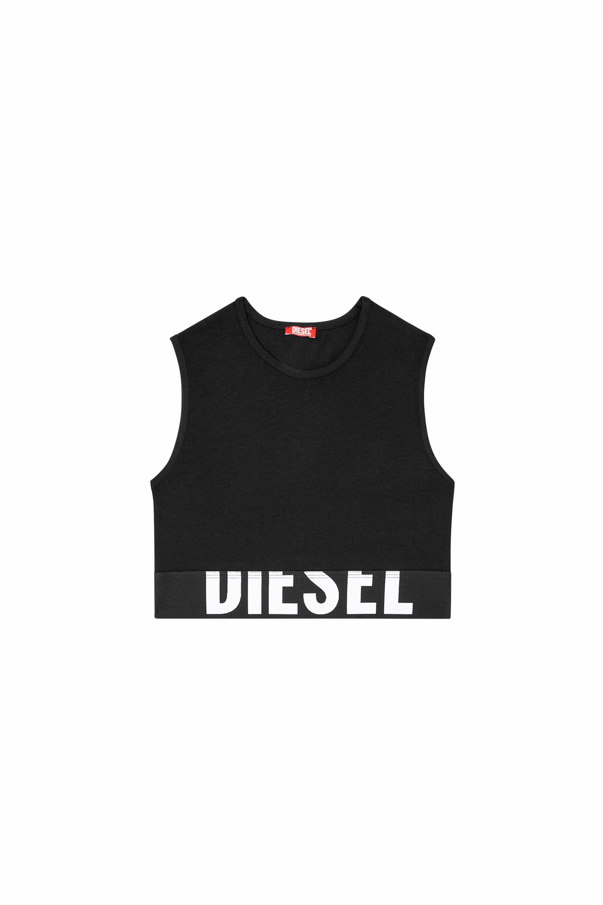 Diesel Cropped tank top with cut-off logo - Tops Womens in Black Diesel