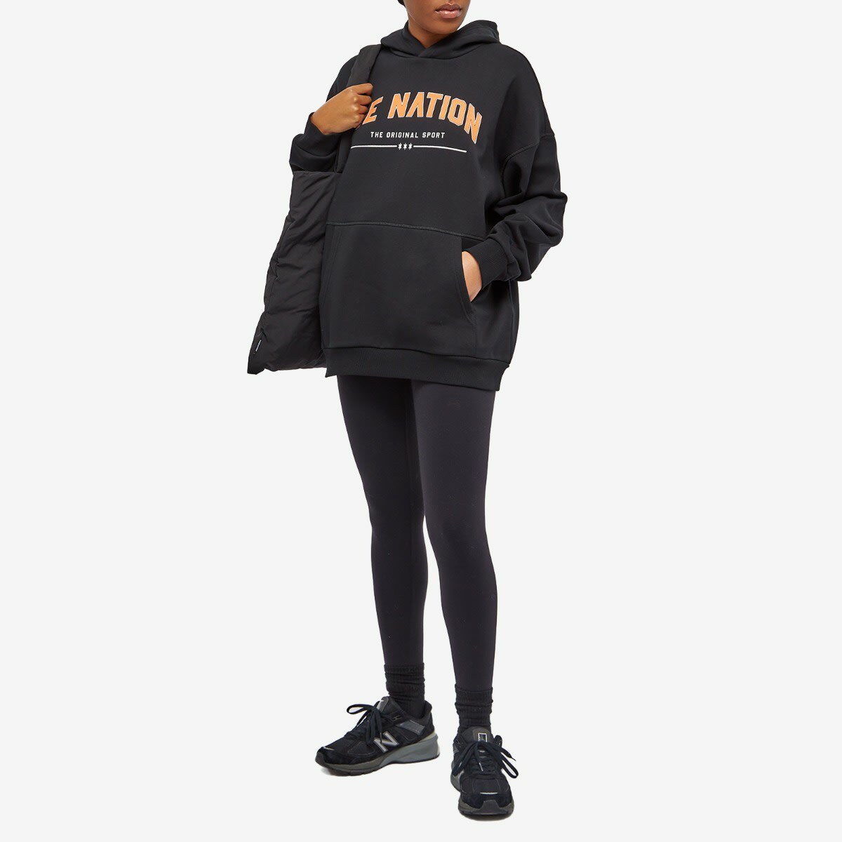 P.E Nation Women's Initialise Logo Hoody in Black P.E Nation
