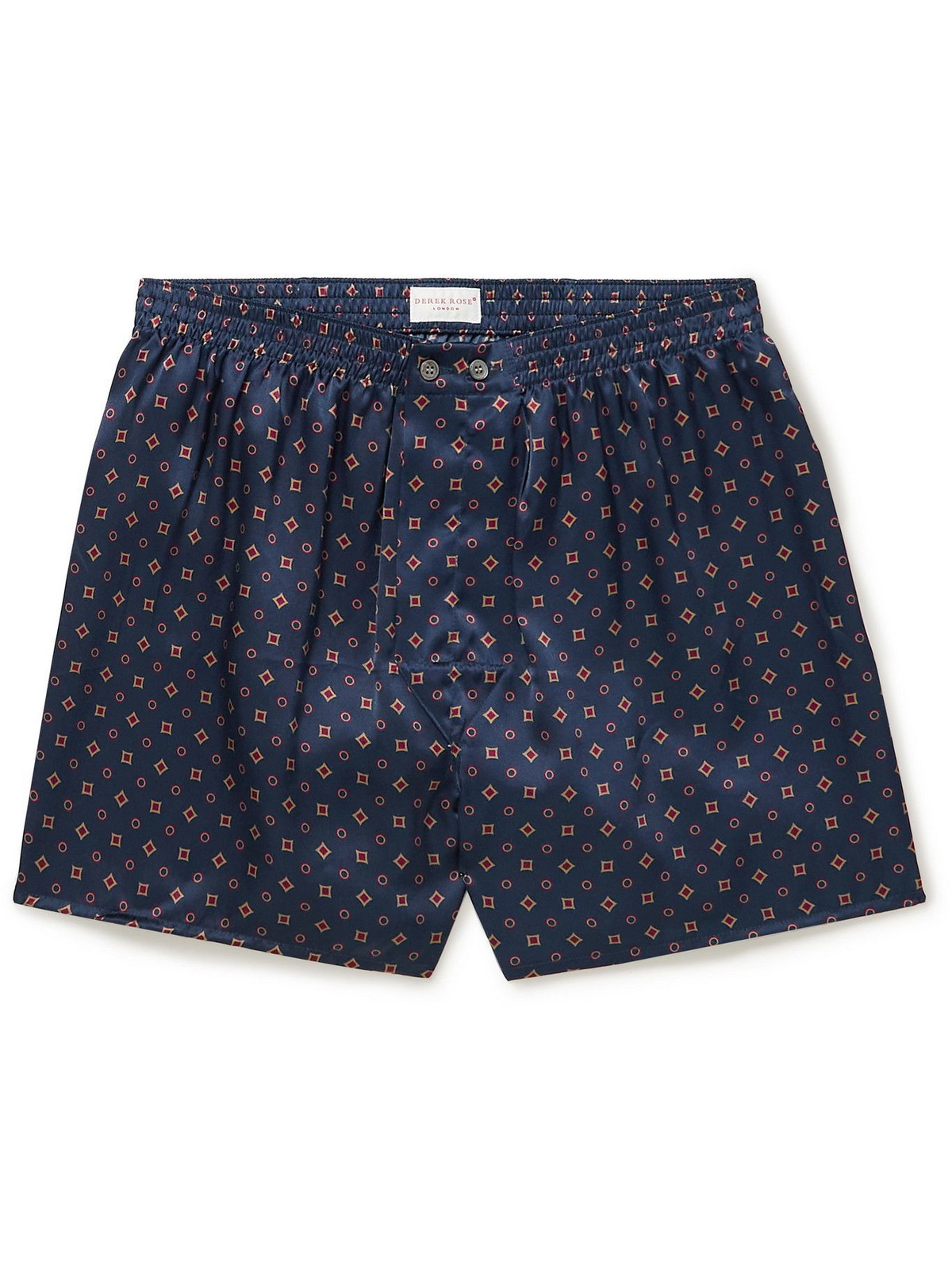 Derek Rose - Printed Silk Boxer Shorts - Blue Derek Rose