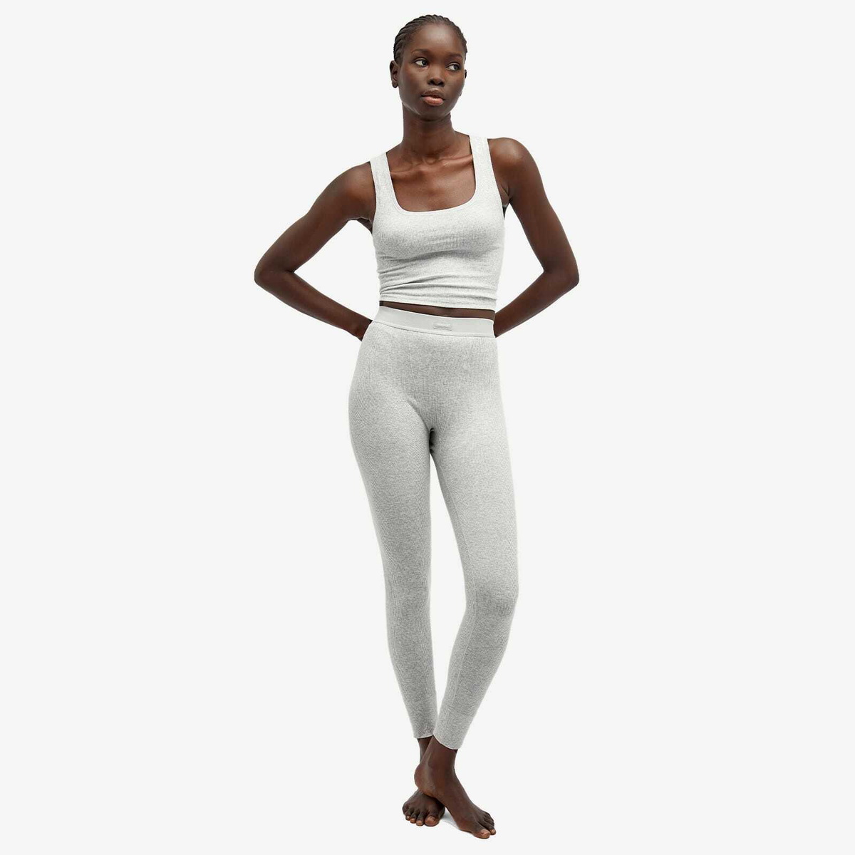 SKIMS Women's Cotton Rib Legging in Light Heather Grey SKIMS