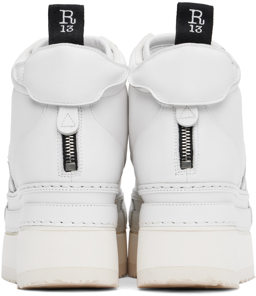 R13 White Leather Riot High Top Sneakers R13