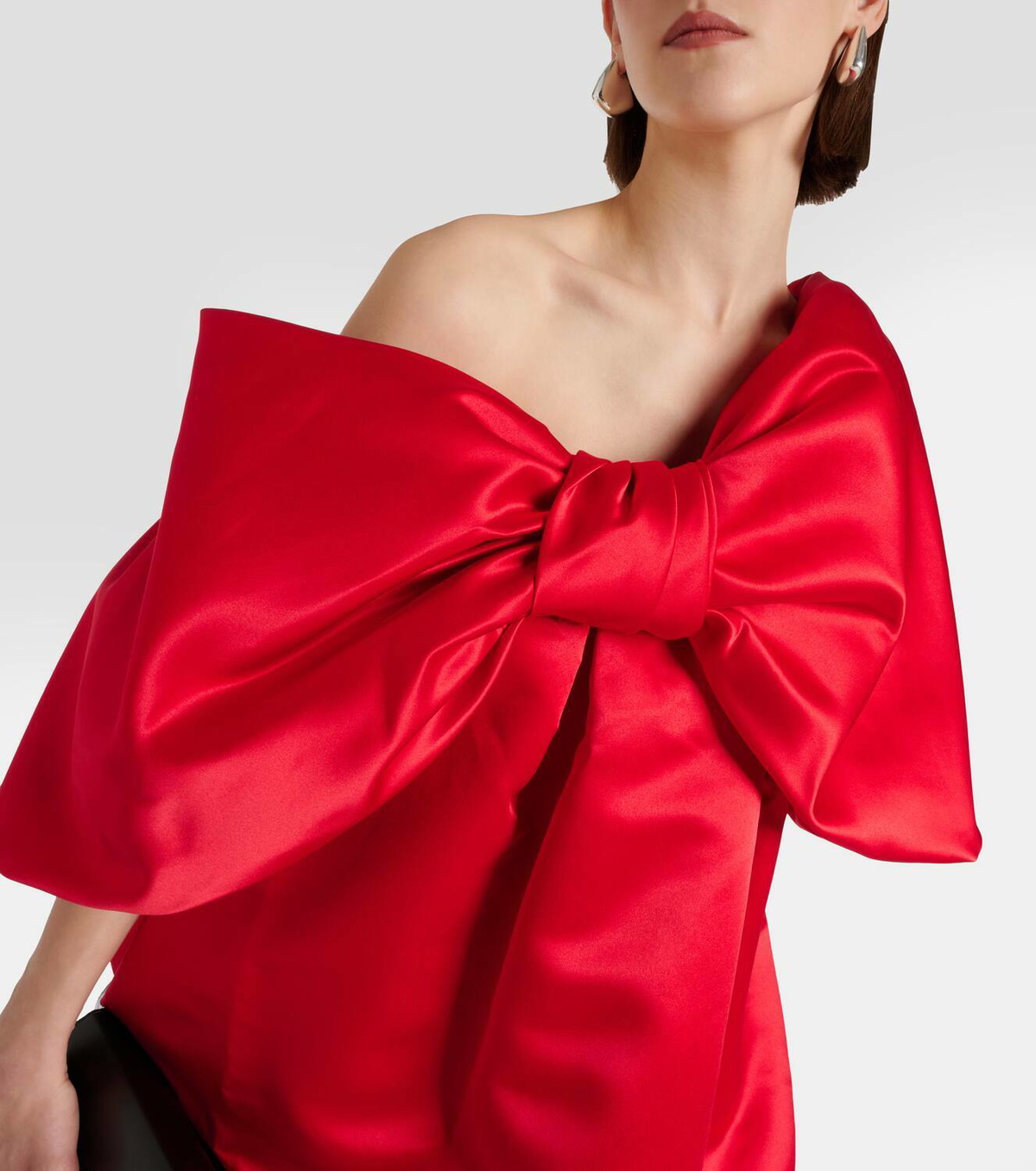 Simone Rocha Bow-detail off-shoulder satin top Simone Rocha
