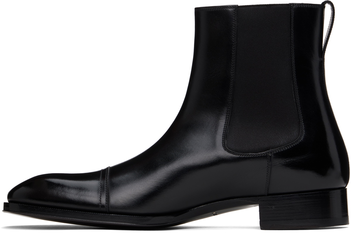 TOM FORD Black Burnished Leather Edgar Chelsea Boots TOM FORD