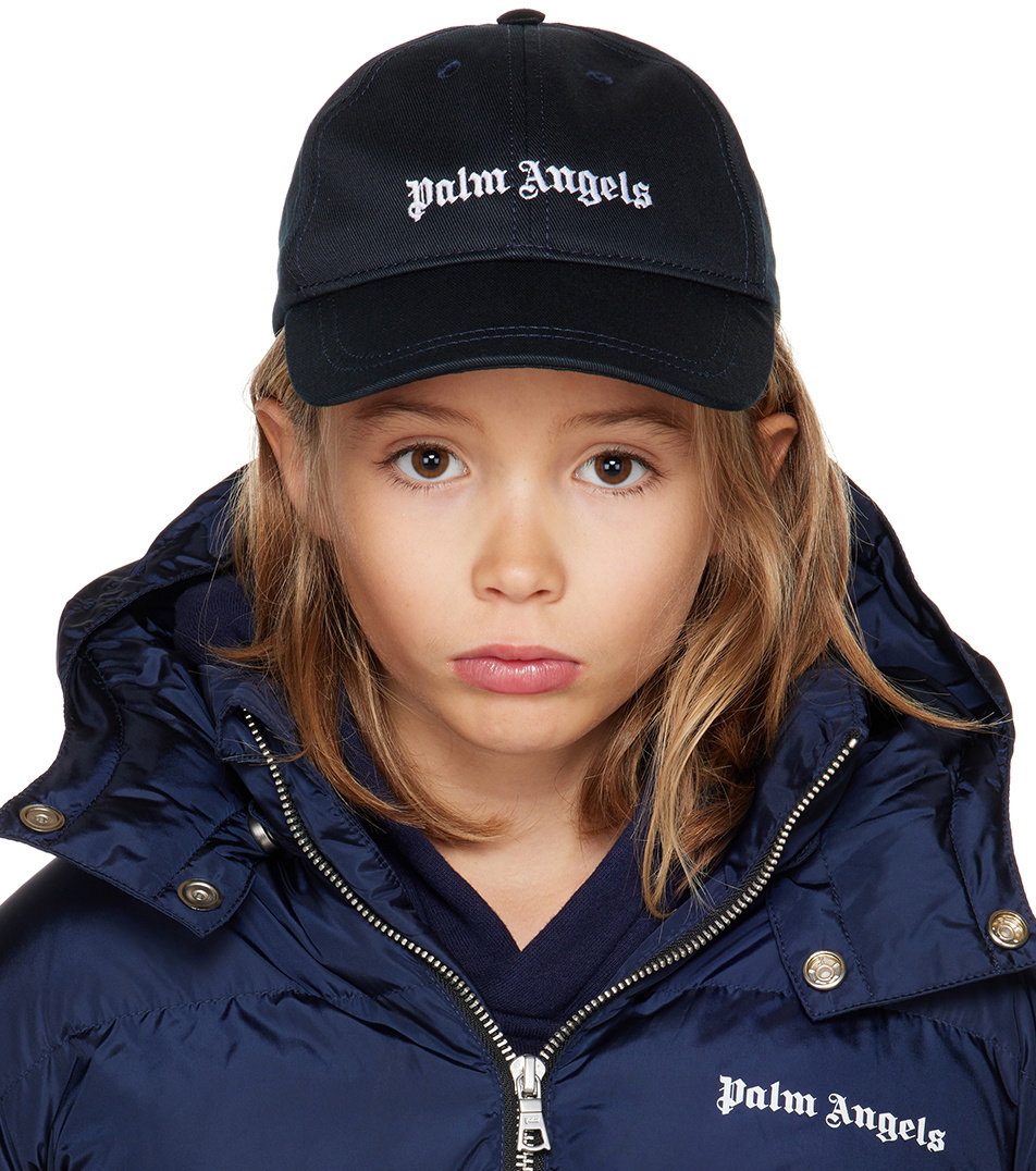 Palm Angels Kids Navy Embroidered Cap Palm Angels