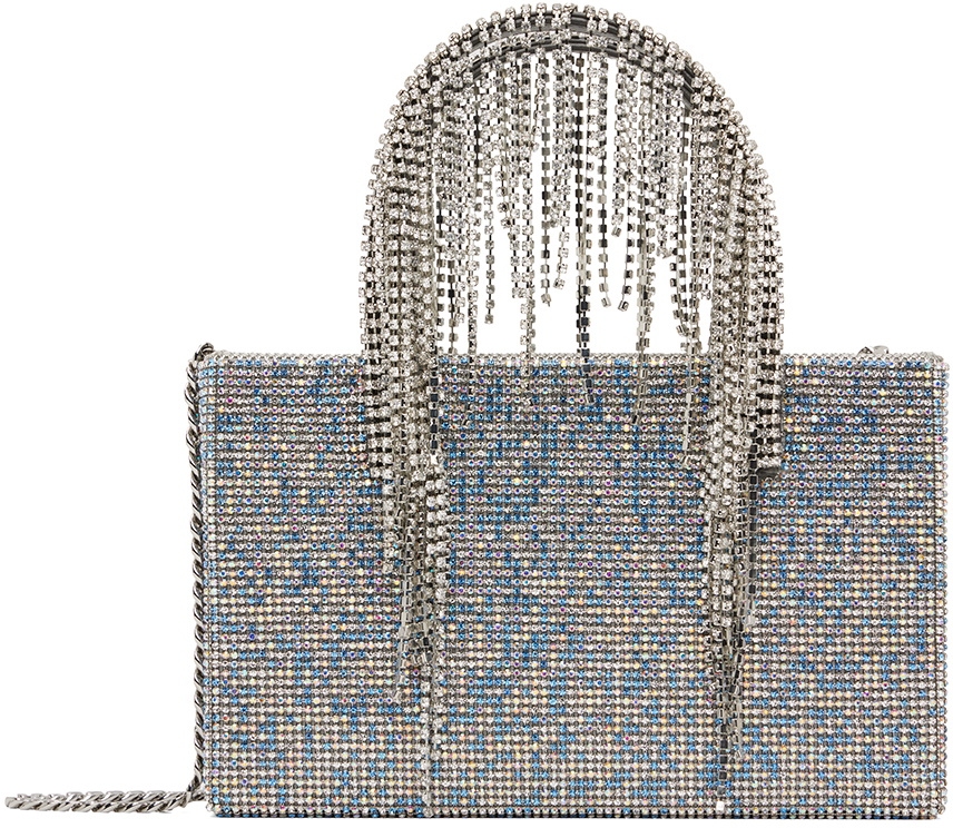 KARA Blue & Silver Crystal Fringe Bag Kara