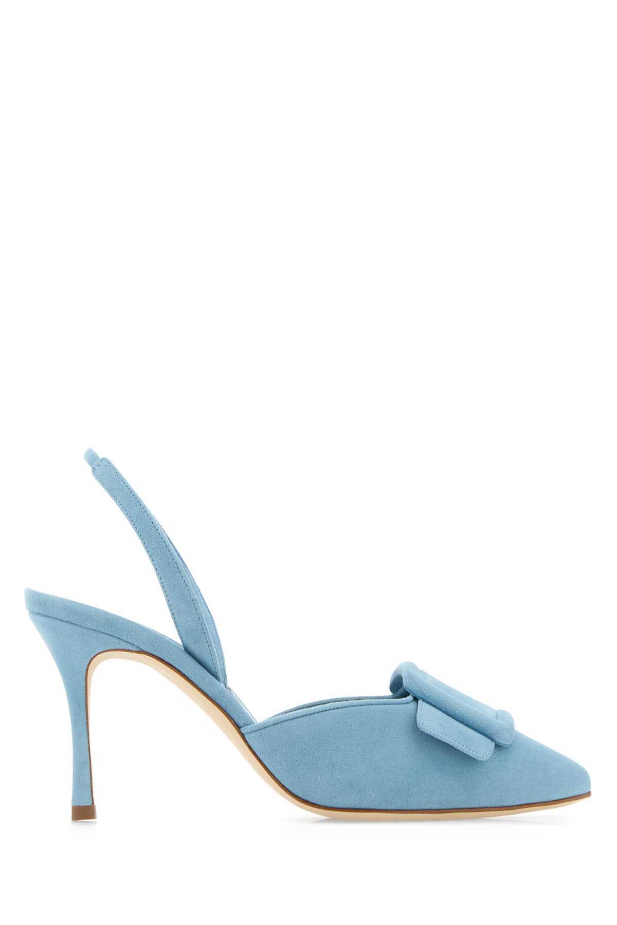 Manolo Blahnik Light Blue Suede Maysli Pumps Manolo Blahnik