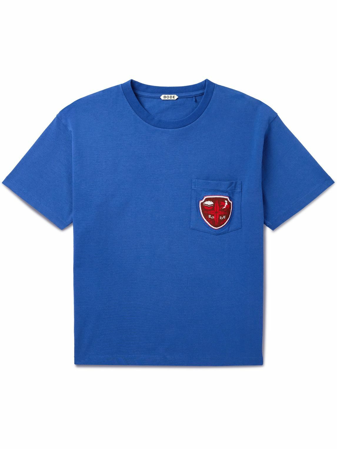 BODE - Logo-Embellished Cotton-Jersey T-Shirt - Blue Bode