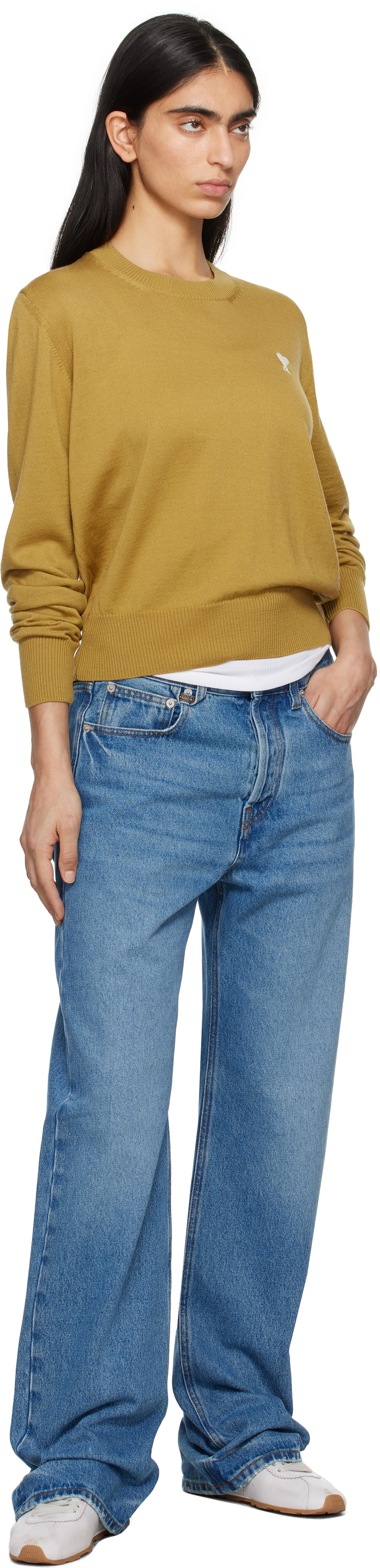 AMI Paris Khaki Wool Ami de Coeur Crew Neck Sweater AMI