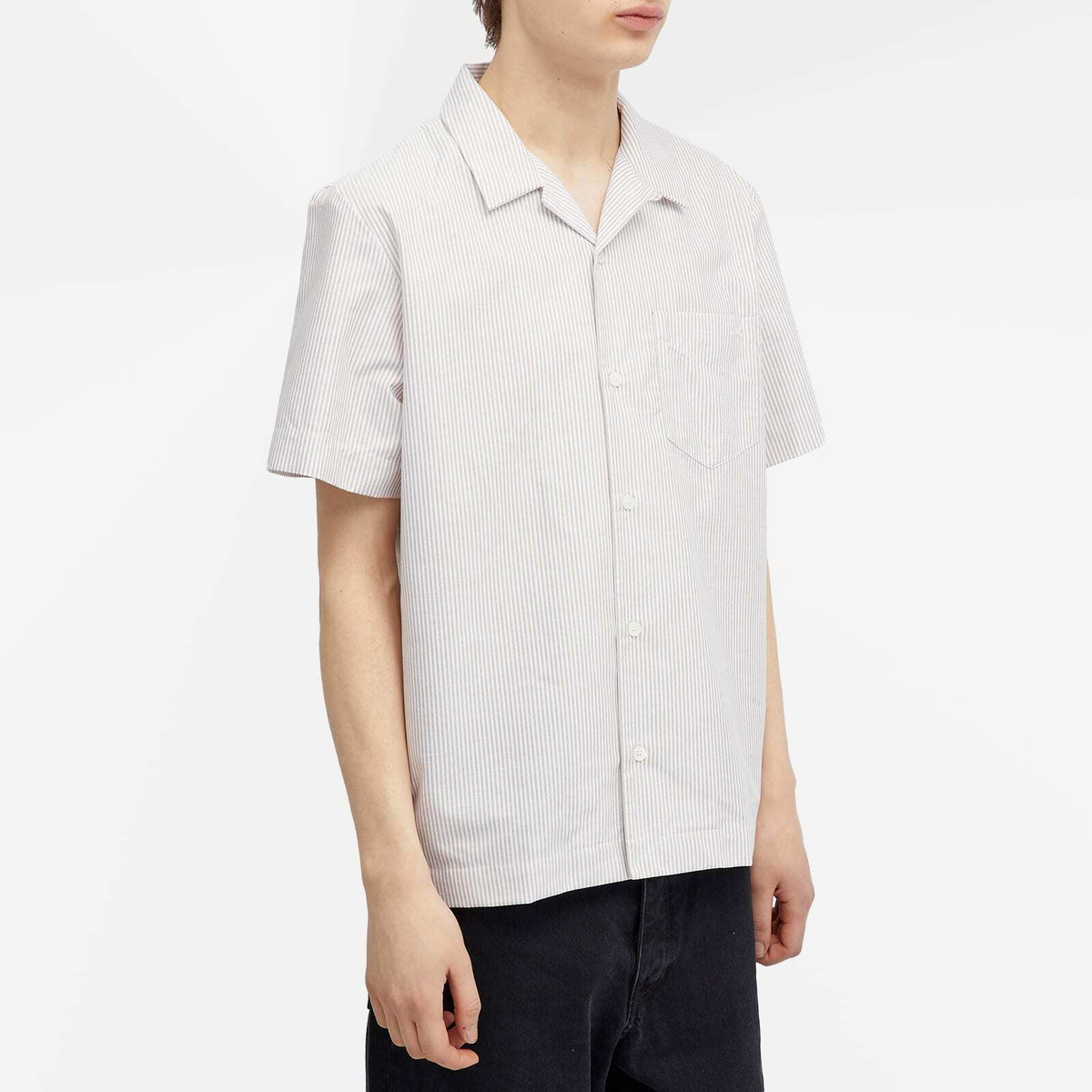 A.P.C. Men's Lloyd Stripe Vacation Shirt in Beige A.P.C.