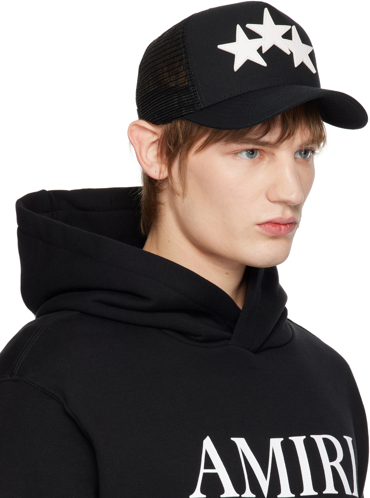 AMIRI Black 3 Star Trucker Cap Amiri