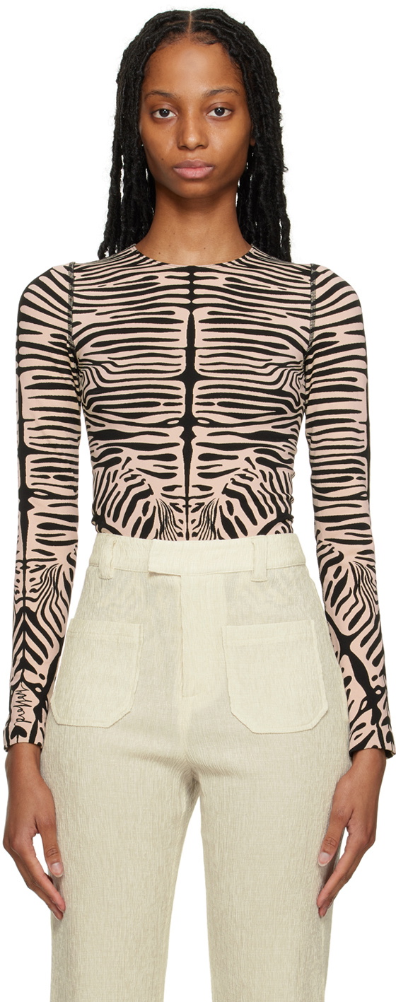Wolford Beige & Black Aurora Bodysuit Wolford