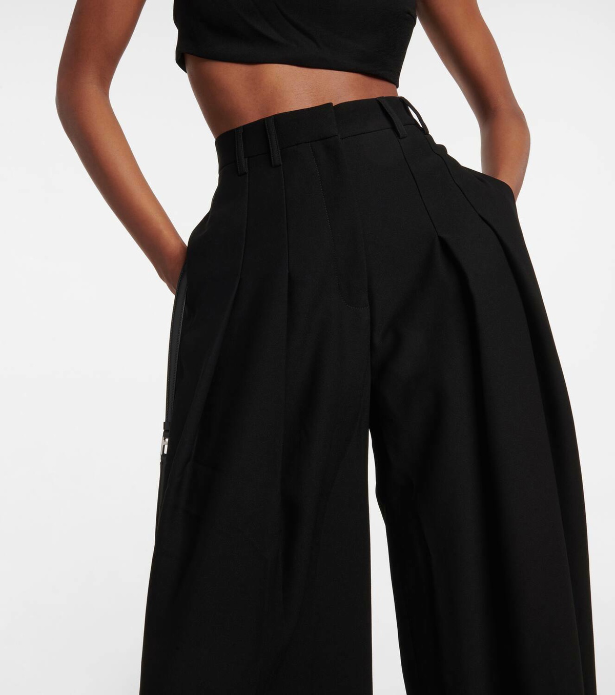 Mônot Pleated crêpe wide-leg pants Monot